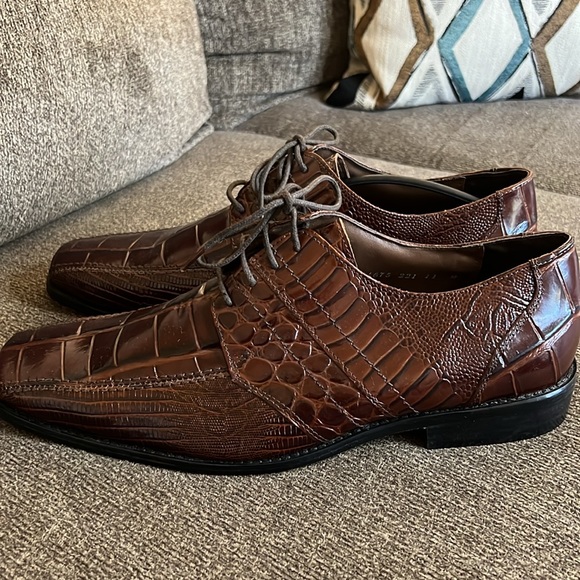 Stacy Adams | Shoes | Stacy Adams Brown Leather Crocodile Print Dress ...
